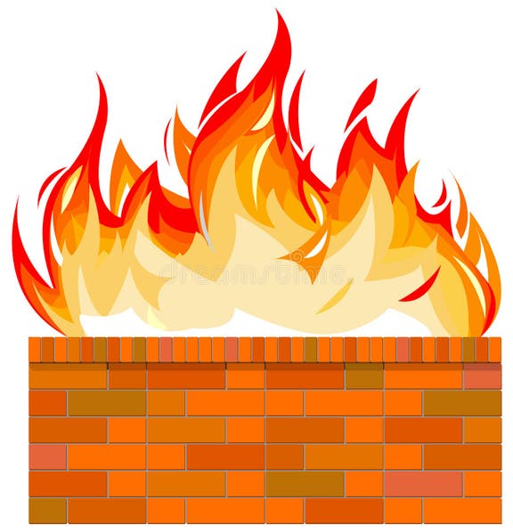 Brick wall on fire stock vector. Illustration of color - 12485739