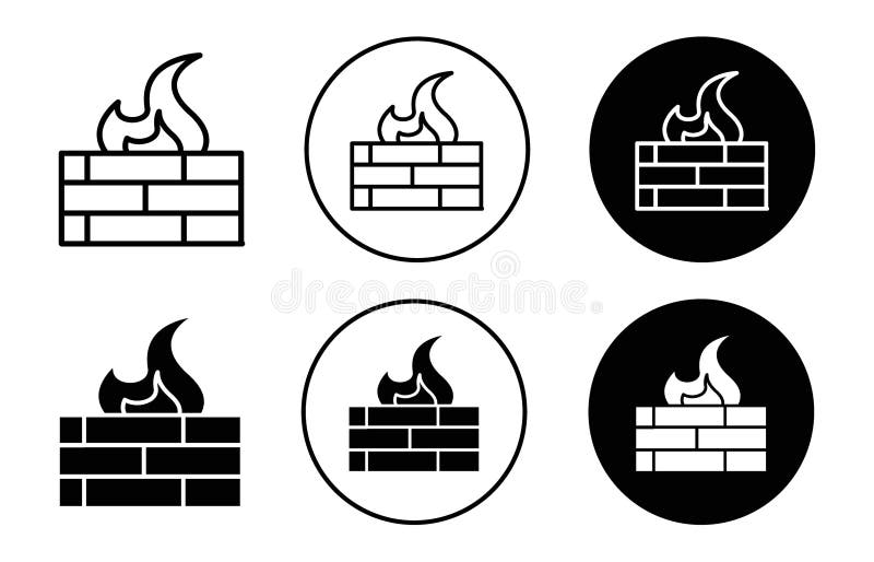Brick wall and fire icon stock vector. Illustration of system - 325373931
