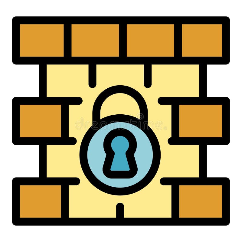 Brick Wall Firewall Protecting from Cyber Attack with Locked Padlock ...