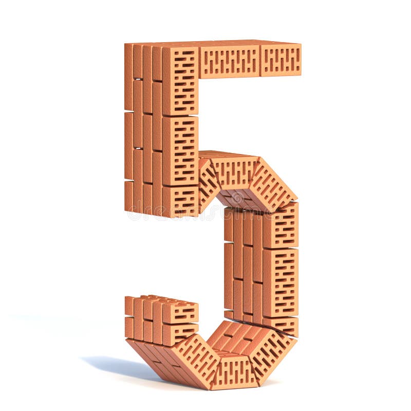 Brick Wall Font Number 5 FIVE 3D Stock Illustration - Illustration of ...