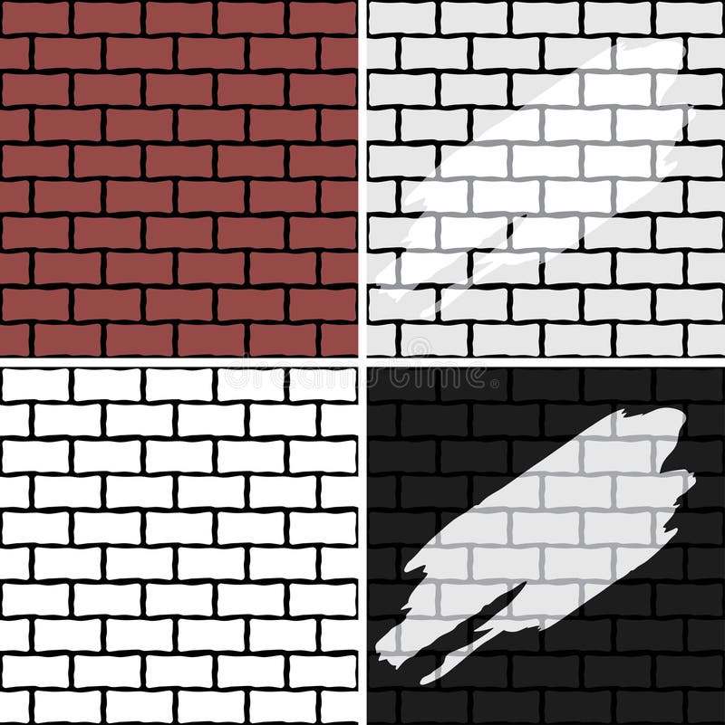 Brick Wall. Four Seamless Patterns for Design Stock Vector ...