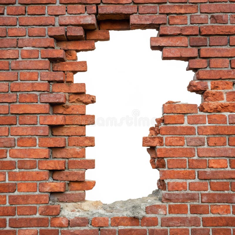 Brick Wall with Gap Isolated on White Background Stock Illustration ...