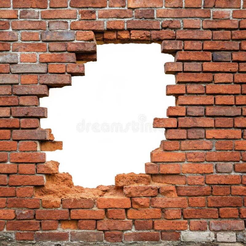 Brick Wall with Gap Isolated on White Background Stock Illustration ...