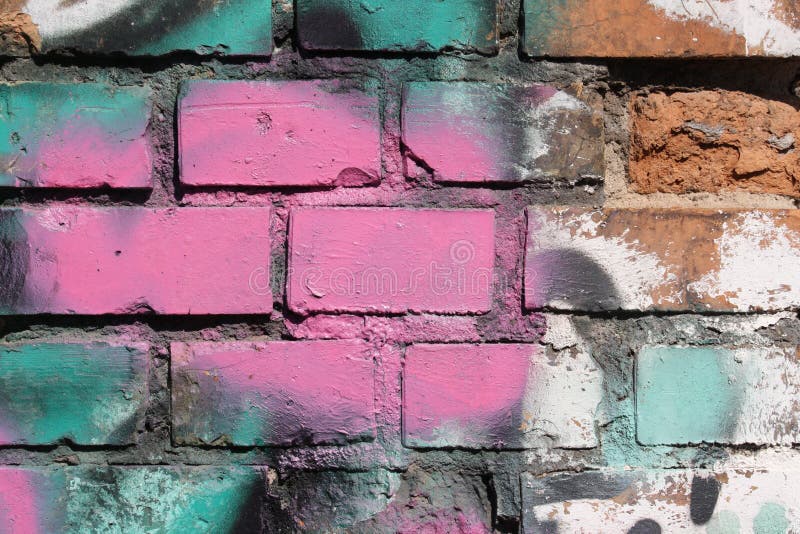Brick wall with graffiti stock photo. Image of distressed - 86533742
