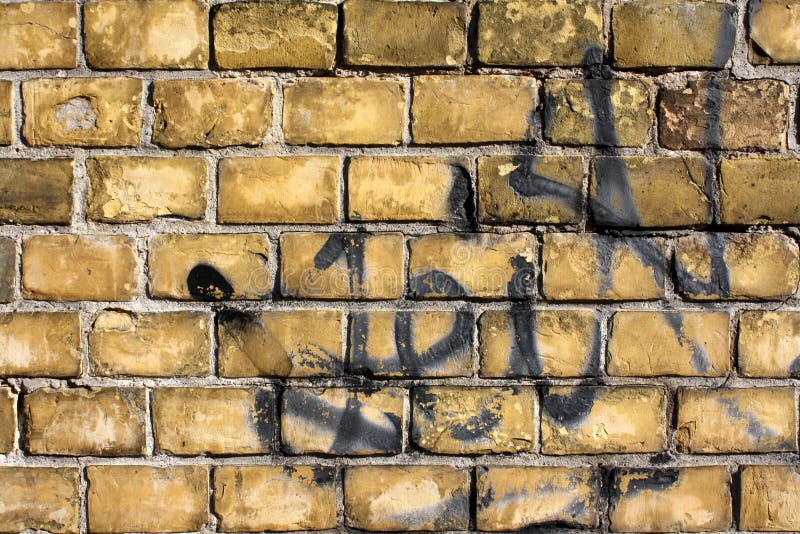 Brick wall with graffiti stock photo. Image of color - 86534884