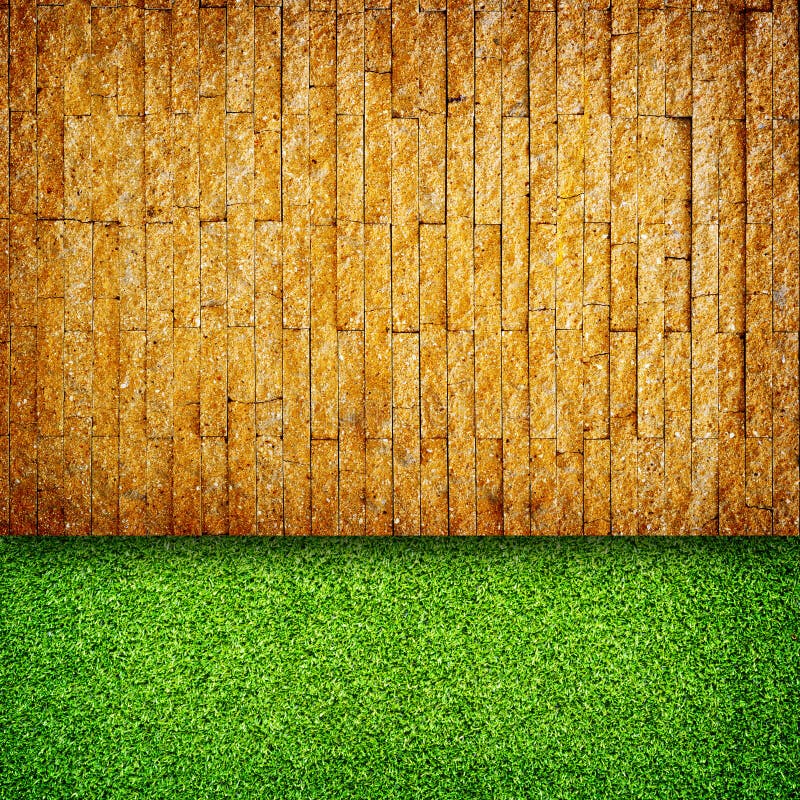 Brick Wall and Grass for Background Stock Photo - Image of shape ...