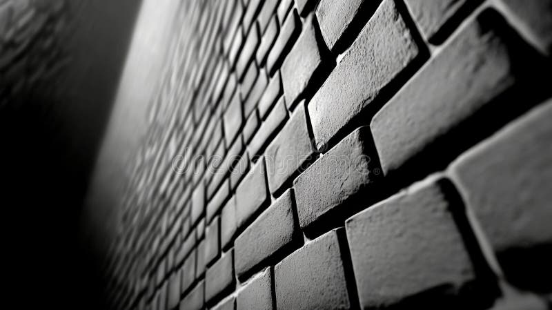 Brick Wall in Grayscale with Dramatic Lighting and Perspective, AI ...