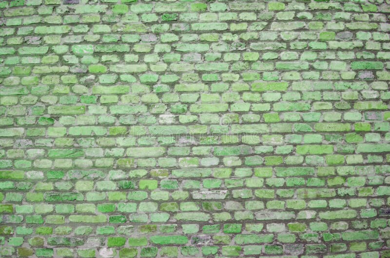 Brick Wall, Green Rustic Look, Background Texture Stock Photo - Image ...