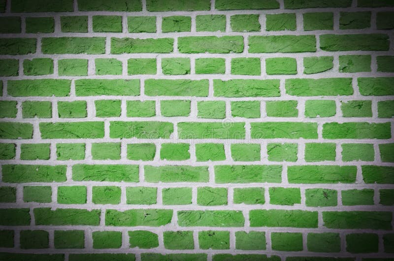 Brick Wall, Green Rustic Look, Background Texture Stock Image - Image ...