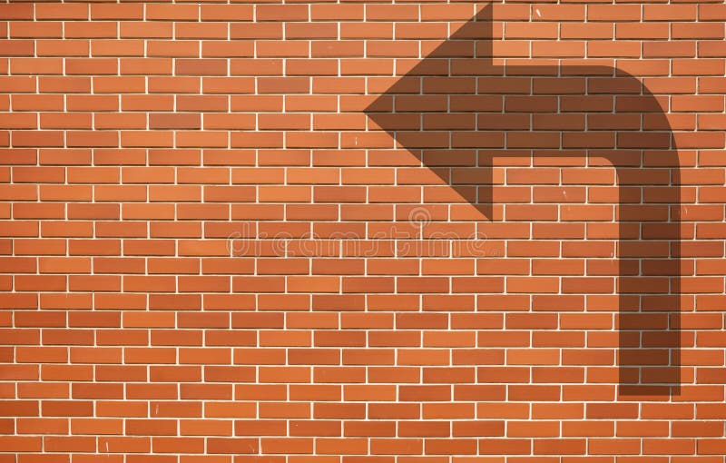 Brick Wall Grunge Background with Arrow on Brick Wall Stock Photo ...
