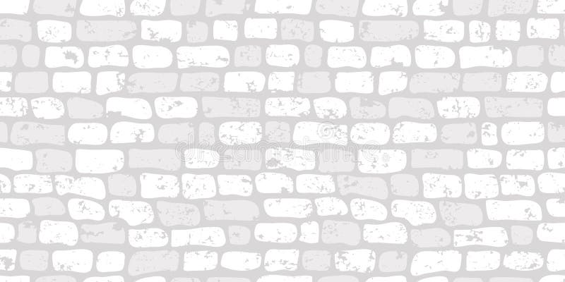 Brick Wall Grunge Seamless Pattern, White and Gray Tile Texture, Stone ...