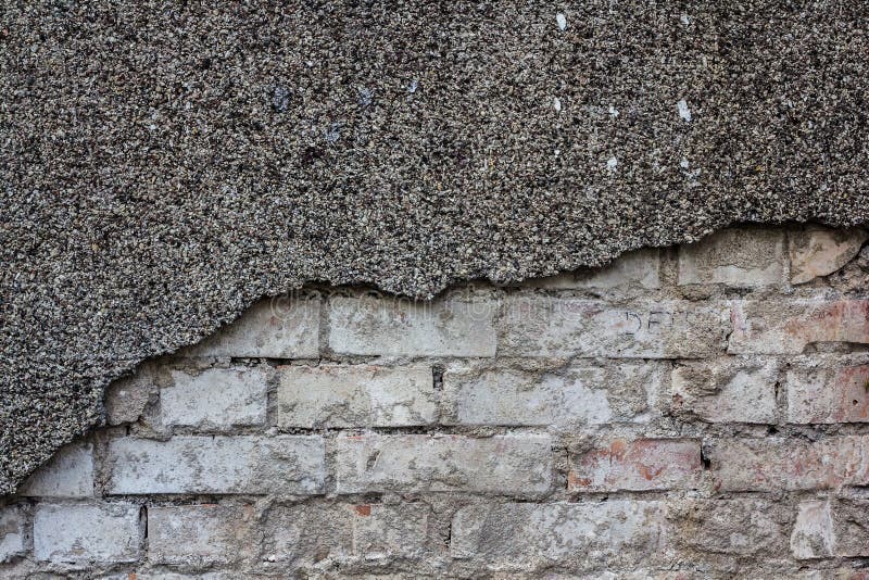 A Brick Wall with Half-fallen Plaster Stock Image - Image of house ...
