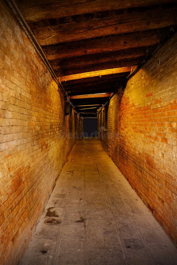Brick wall hallway stock image. Image of brick, front - 97730911