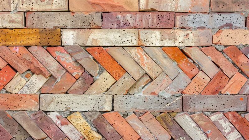 A Brick Wall with a Herringbone Pattern. AIG51A Stock Image - Image of ...