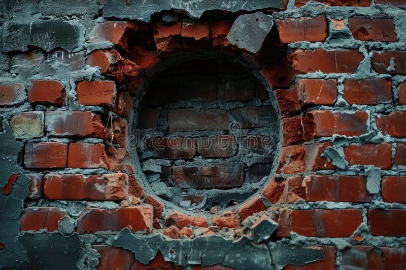 A Brick Wall with a Hole in it Stock Image - Image of generated ...