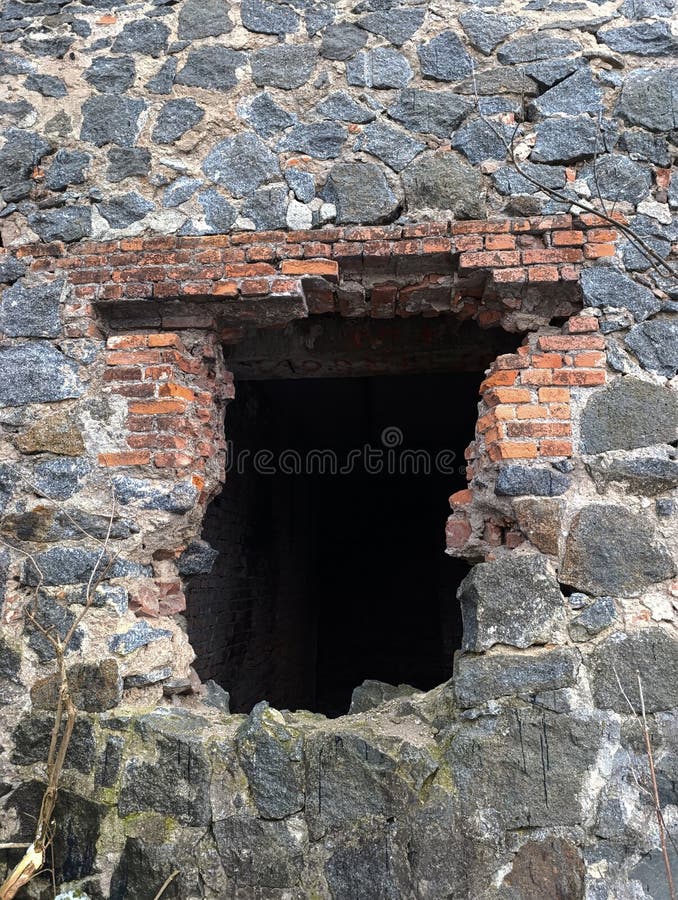 A Brick Wall with a Hole in it Stock Photo - Image of building, stones ...