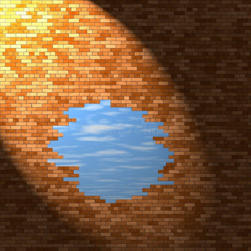 Brick wall and a hole stock illustration. Illustration of cement - 7686970