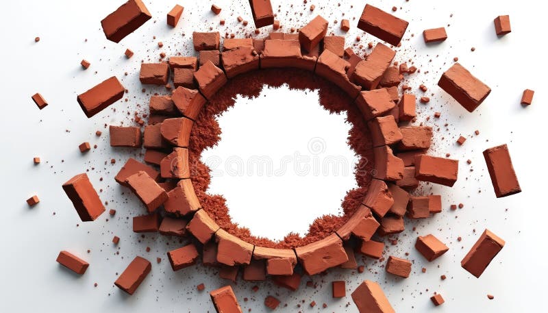 Brick Wall with Hole Break, Transparent Background. Explosion Damage ...