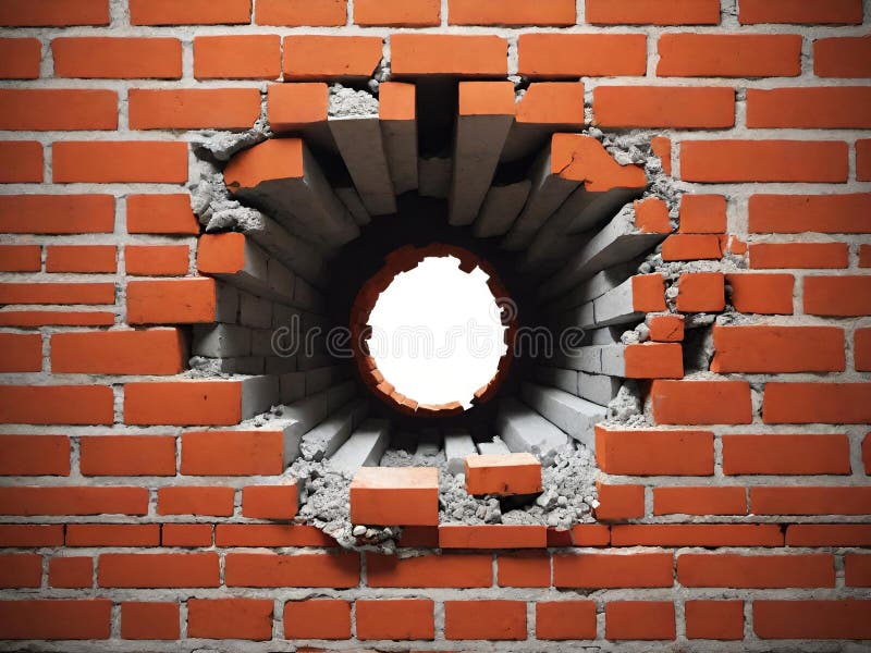 Brick Wall with Hole in the Wall Stock Illustration - Illustration of ...