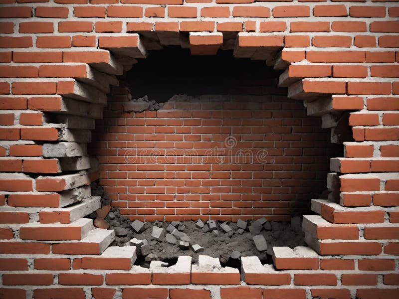 Brick Wall with Hole in the Wall Stock Illustration - Illustration of ...