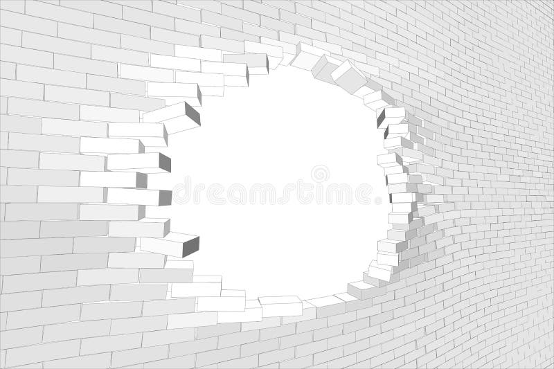 Hole Breaking through Red Brick Wall Stock Vector - Illustration of ...