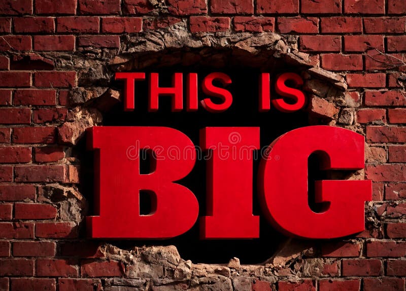 A Brick Wall Word Text this is BIG Written in Red Stock Illustration ...