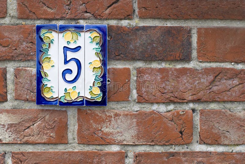 Brick Wall with House Number Plate Stock Photo - Image of detail, house ...