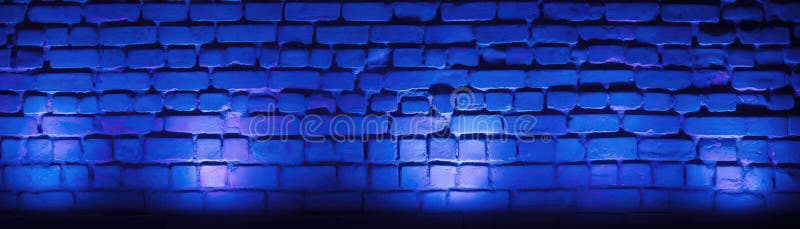 Brick Wall in Hyper Blue Neon Colors Panoramic Banner Stock ...
