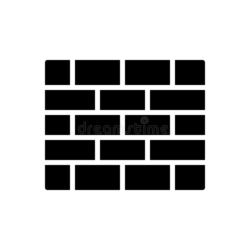 Black Solid Icon for Brick Wall, Snag and Occlusion Stock Illustration ...
