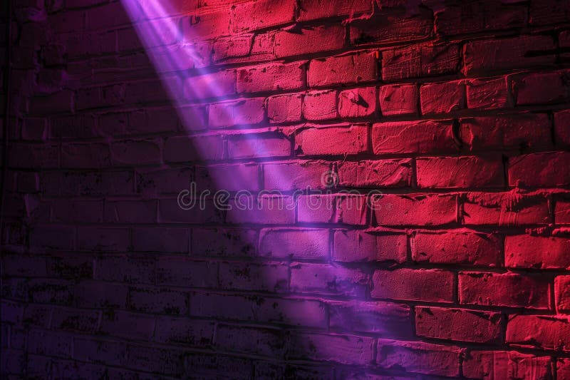 Neon Light Beam Illuminating Brick Wall. Generative AI Stock ...