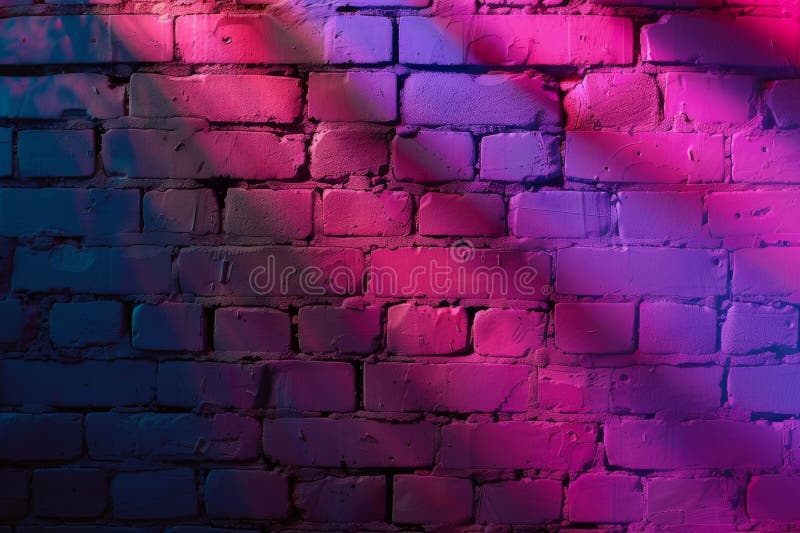 Illuminated Brick Wall with Red and Purple Neon Light. Generative AI ...