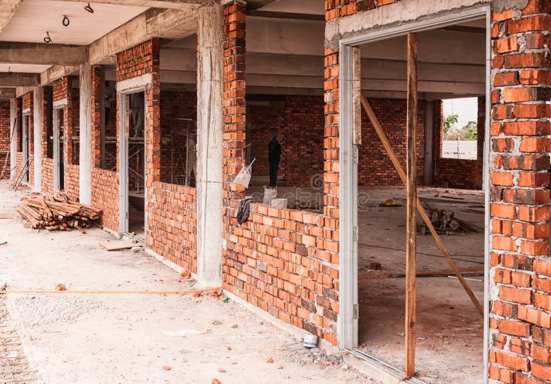 Brick wall Incomplete stock image. Image of architecture - 73304911