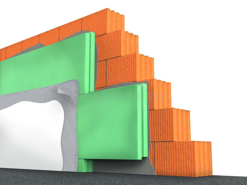 Brick Wall Insulated with Styrodur with Mesh Stock Image - Image of ...