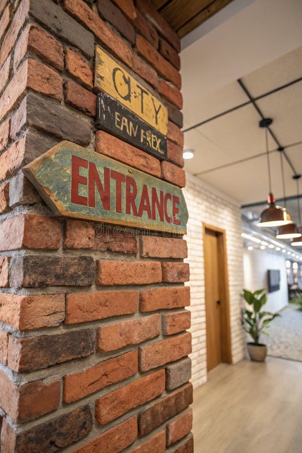 Brick Wall Interior Decor and Sign Stock Illustration - Illustration of ...
