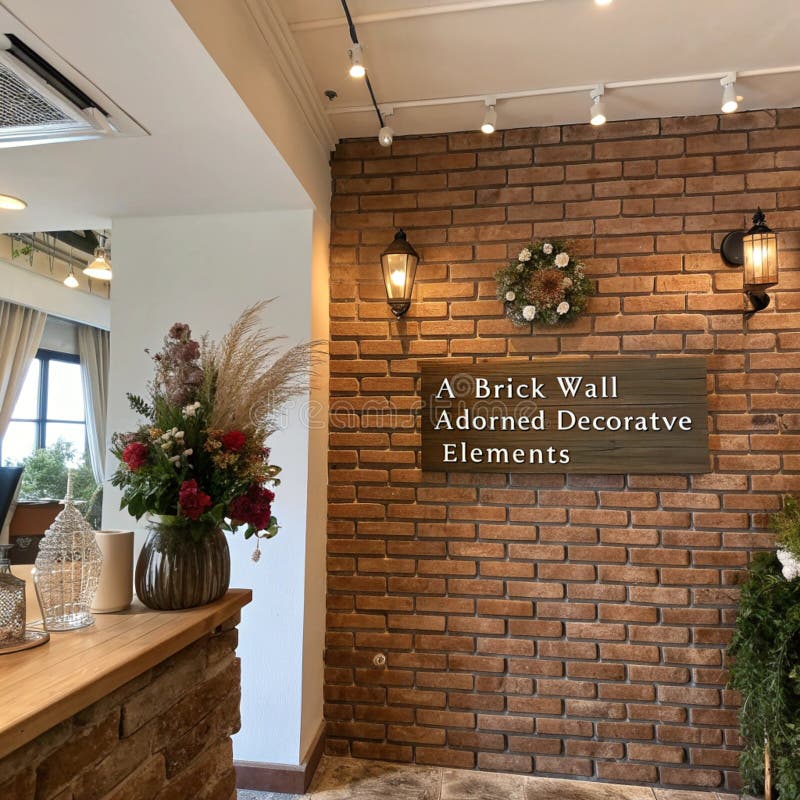 Brick Wall Interior Decor and Sign Stock Illustration - Illustration of ...