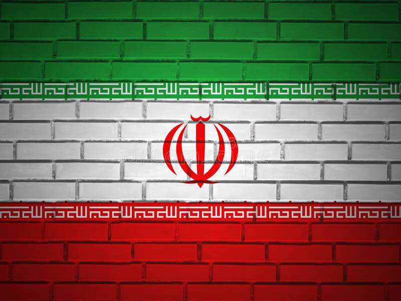 Brick wall Iran flag stock illustration. Illustration of asia - 330023795