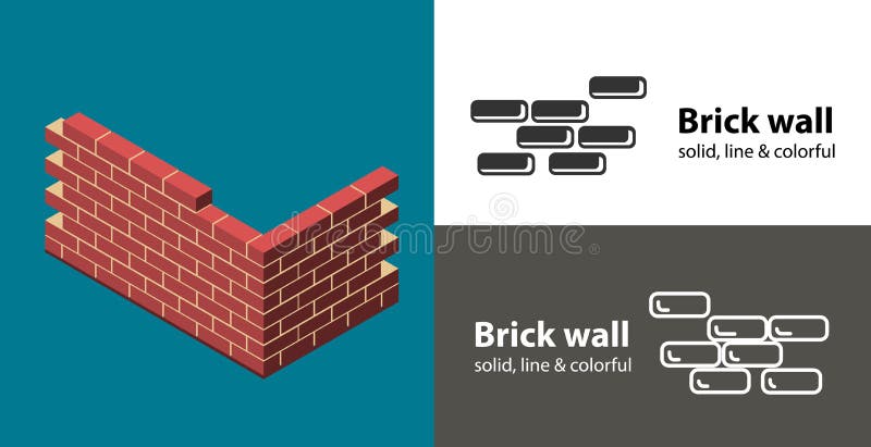 Brick Wall Vector Flat Icon. Bricks Line Solid Design Element Stock ...