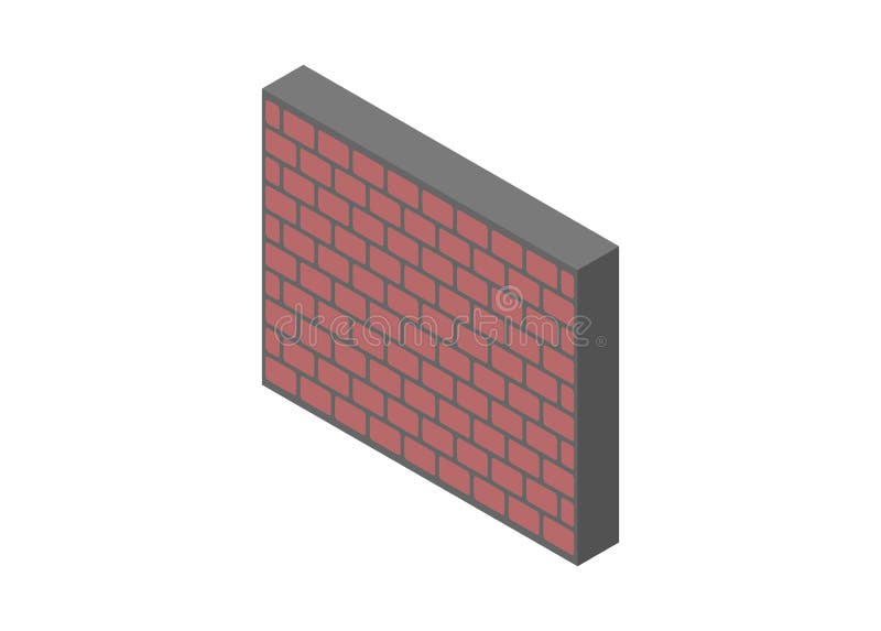 Brick Wall in Isometric View. Simple Flat Illustration Stock Vector ...