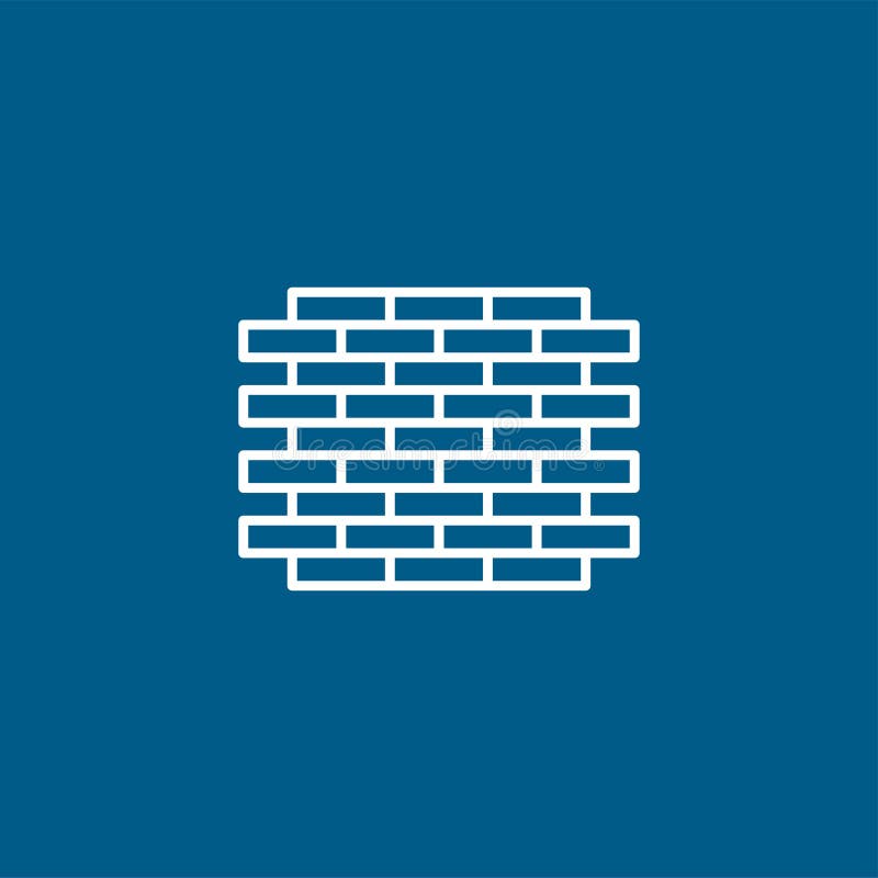 Brick Wall Line Icon on Blue Background. Blue Flat Style Vector ...