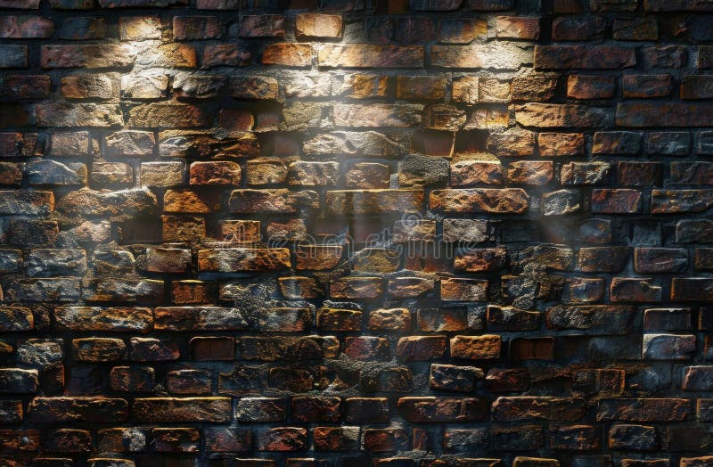 Brick Wall Lit by Spotlight at Night Stock Image - Image of pattern ...