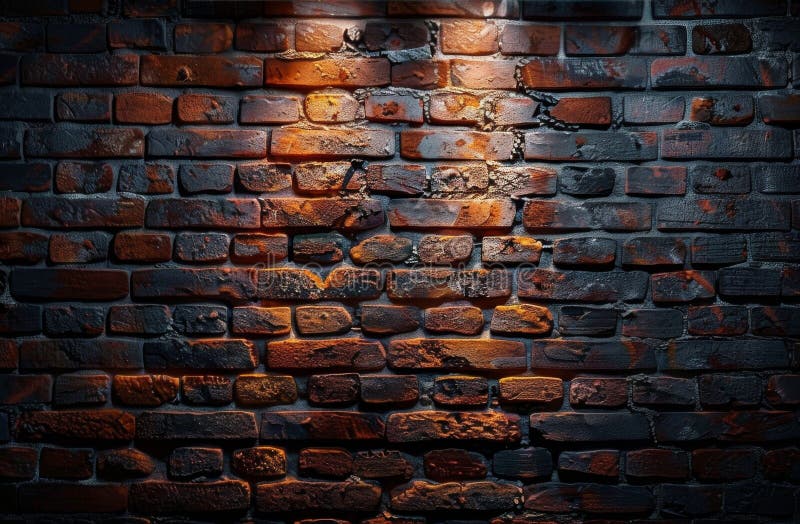 Brick Wall Lit by Spotlight at Night Stock Illustration - Illustration ...