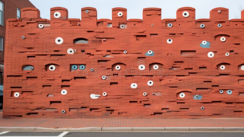 A Brick Wall with Many Eyes on it. Generative AI Image. Stock Image ...