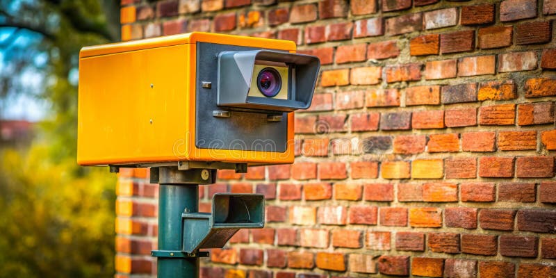 Brick Wall Mounted Speed Camera Modern Security Surveillance System for ...