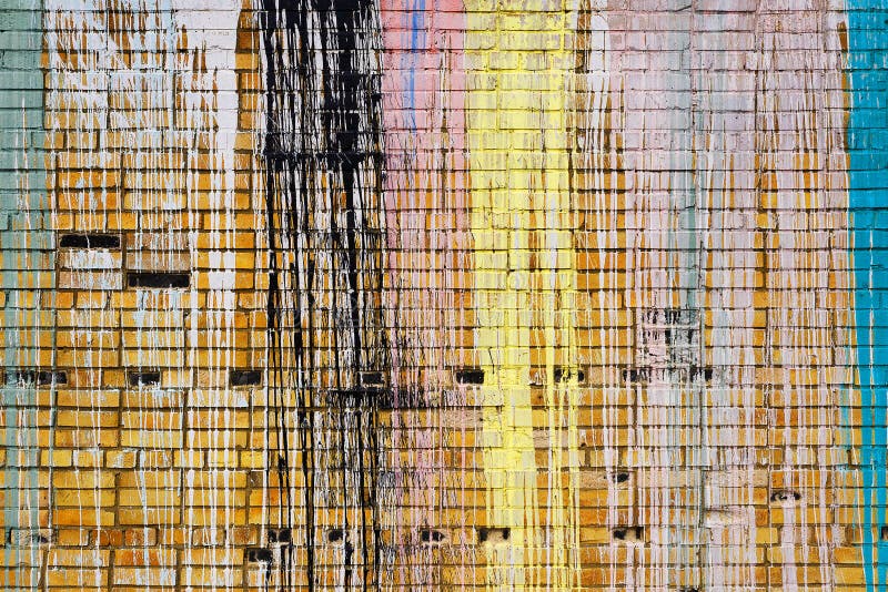The Brick Wall with Drips of Paint. Stock Image - Image of wall ...