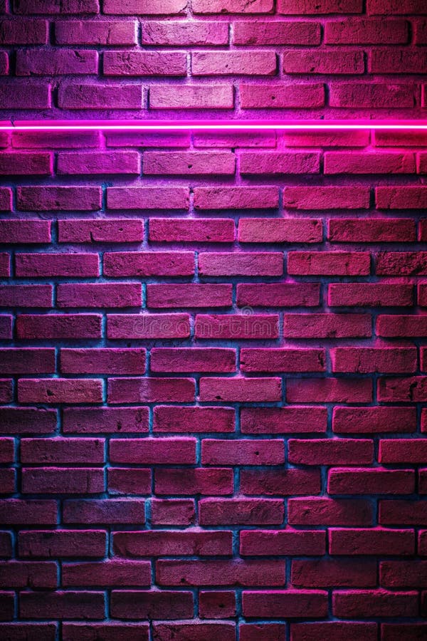 Brick Wall, Background, Neon Light Stock Illustration - Illustration of ...