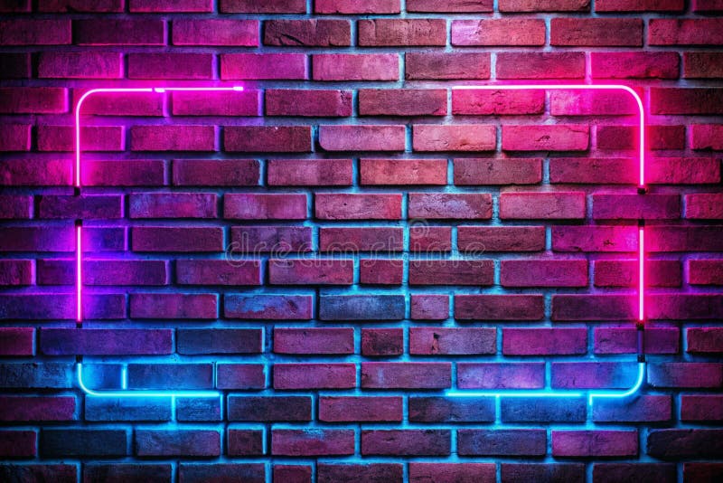 Brick Wall, Background, Neon Light Stock Illustration - Illustration of ...