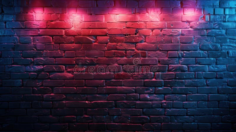 Brick Wall Neon Lights: Red and Blue Lighting Effect for Texture and ...