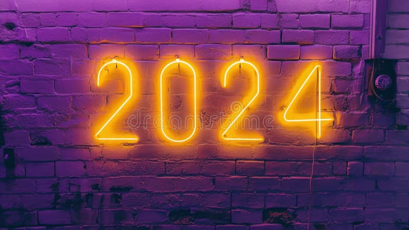 Neon Sign 4200 on Brick Wall Stock Photo - Image of cool, illuminated ...