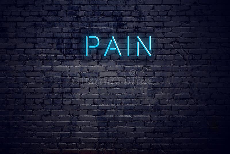 Brick Wall and Neon Sign with Text Pain Stock Illustration ...