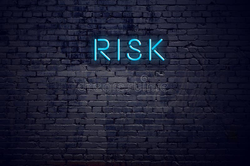 Brick Wall and Neon Sign with Text Risk Stock Illustration ...